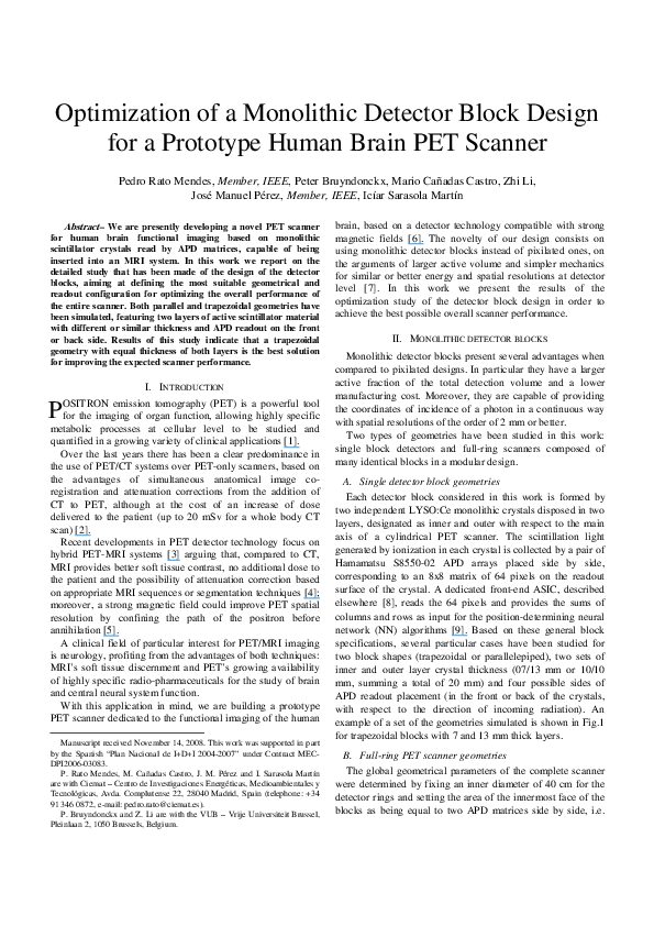 (PDF) Optimization of a monolithic detector block design for a ...