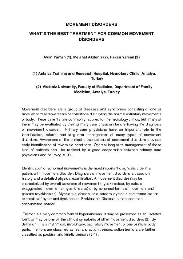 (PDF) How best to address these common movement disorders