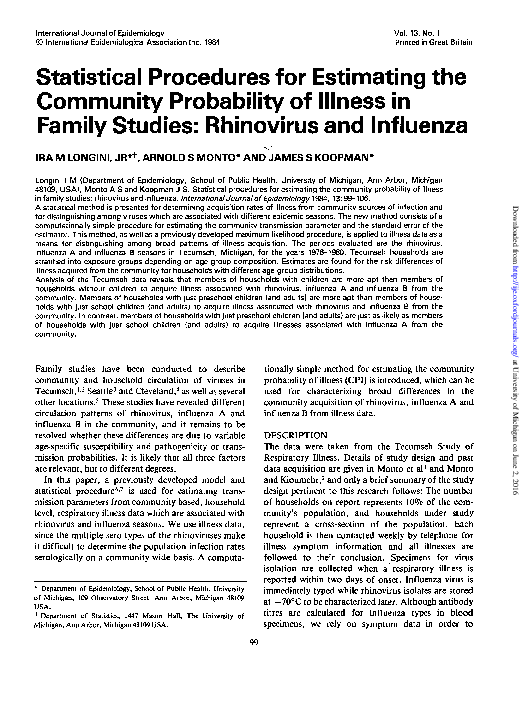 (PDF) Statistical Procedures for Estimating the Community Probability ...