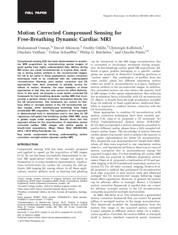 (PDF) Motion corrected compressed sensing for free-breathing dynamic ...
