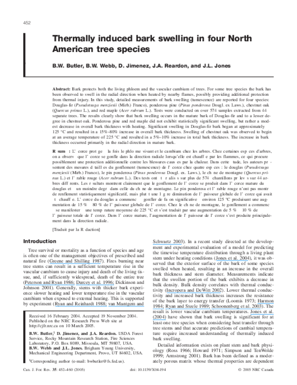 (PDF) Thermally induced bark swelling in four North American tree species