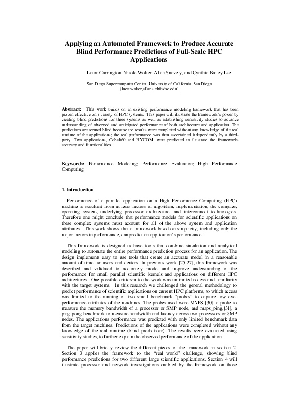 Pdf Applying An Automated Framework To Produce Accurate Blind Performance Predictions Of Full