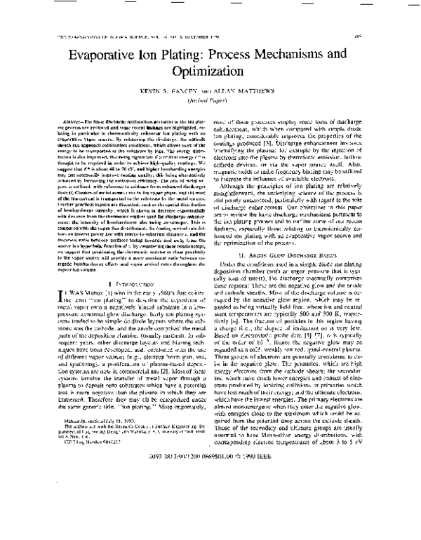 (PDF) Evaporative ion plating: process mechanisms and optimization