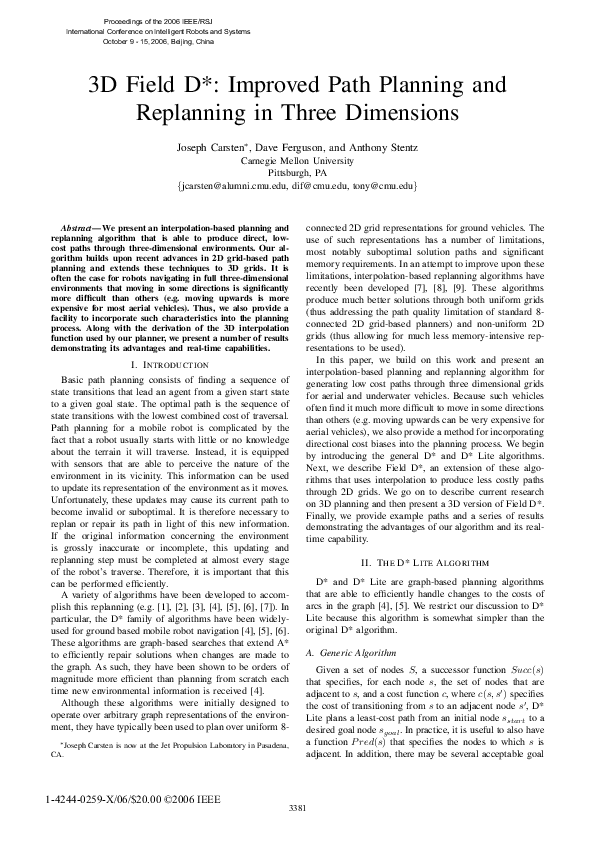 (PDF) 3D Field D: Improved Path Planning and Replanning in Three Dimensions