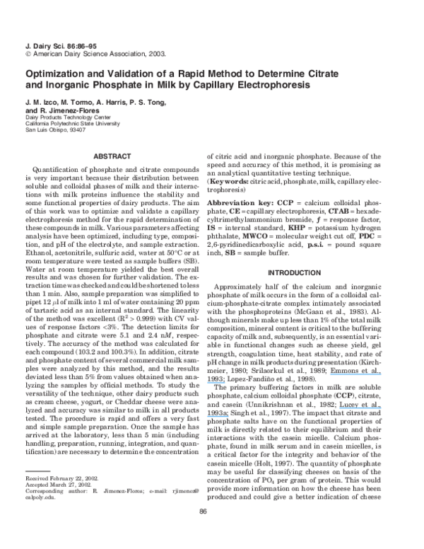 (PDF) Optimization and Validation of a Rapid Method to Determine Citrate and Inorganic Phosphate ...