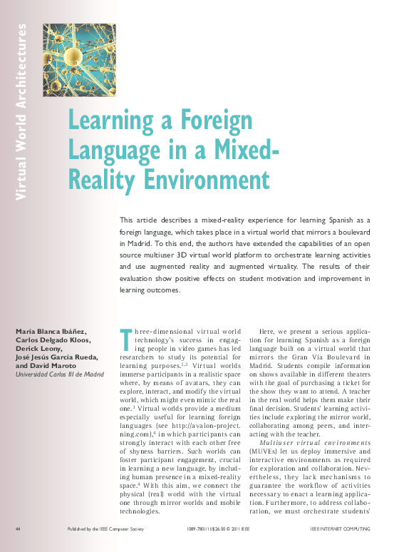 (PDF) Learning a Foreign Language in a Mixed-Reality Environment