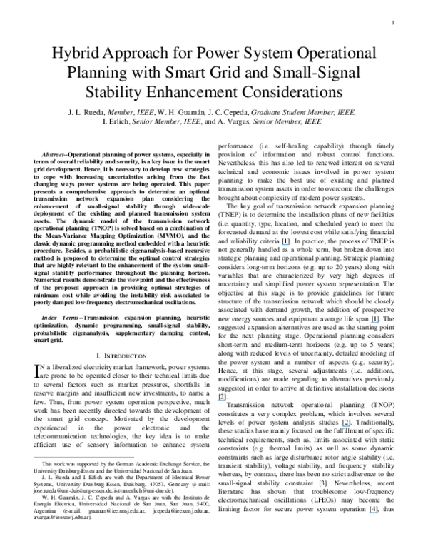 (PDF) Hybrid Approach for Power System Operational Planning With Smart Grid and Small-Signal ...