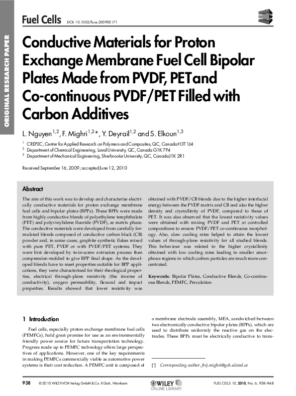 (PDF) Bipolar plates for PEM fuel cells: A review | A. Hermann ...
