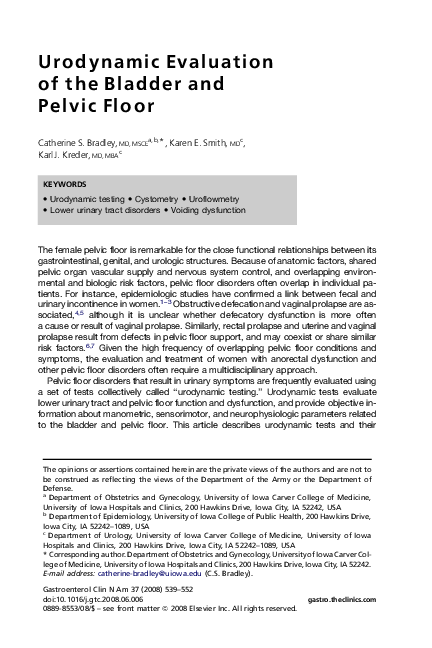 (PDF) Urodynamic Evaluation of the Bladder and Pelvic Floor