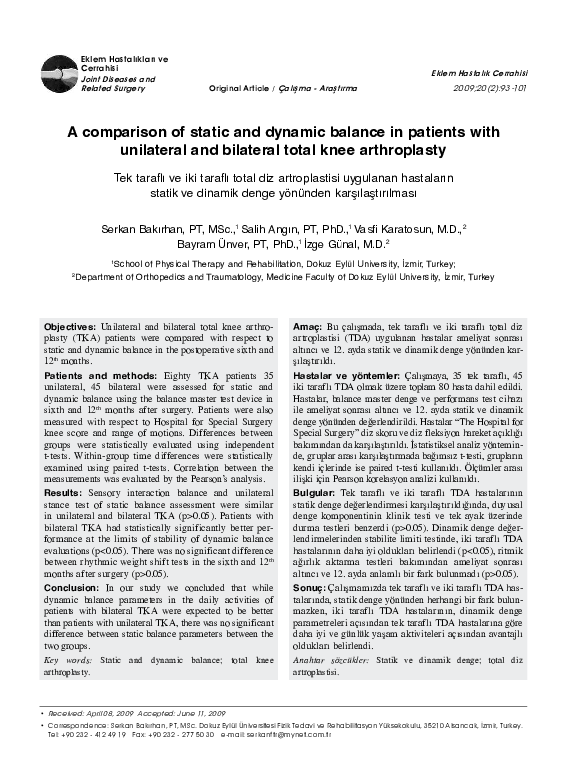 (PDF) A comparison of static and dynamic balance in patients with ...