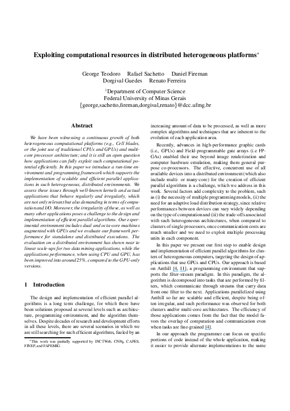 Pdf Exploiting Computational Resources In Distributed Heterogeneous Platforms