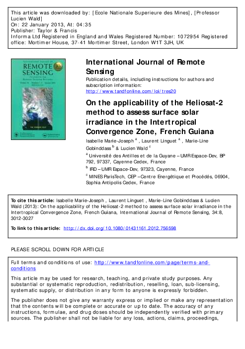 (PDF) On the applicability of the Heliosat-2 method to assess surface ...