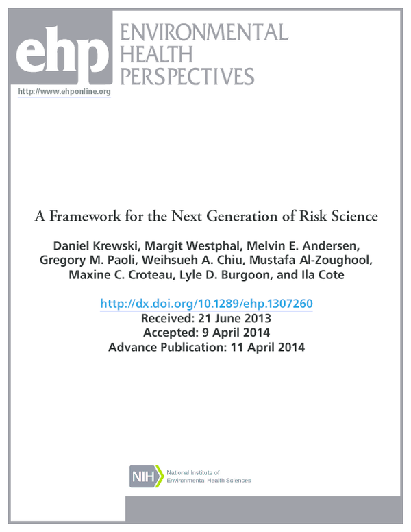 (PDF) A Framework for the Next Generation of Risk Science