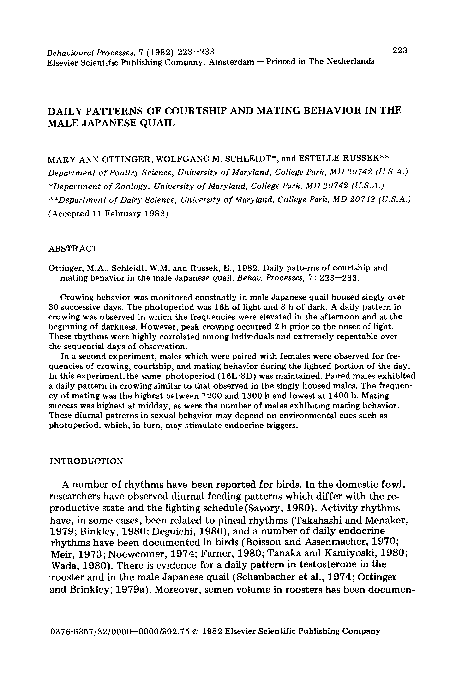 (PDF) Daily patterns of courtship and mating behavior in the male ...