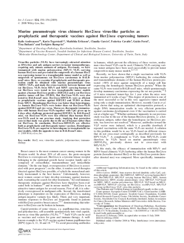 (PDF) Murine pneumotropic virus chimeric Her2/ neu virus-like particles ...