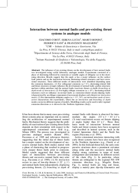 Pdf Interaction Between Normal Faults And Pre Existing Thrust 3 08 Systems In Laboratory