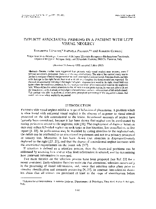 (PDF) Implicit associative priming in a patient with left visual ...