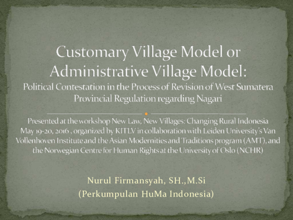 (PDF) Presentation : Customary Village Model or Administrative Village ...