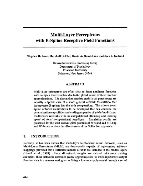 (PDF) Multi-Layer Perceptrons with B-Spline Receptive Field Functions