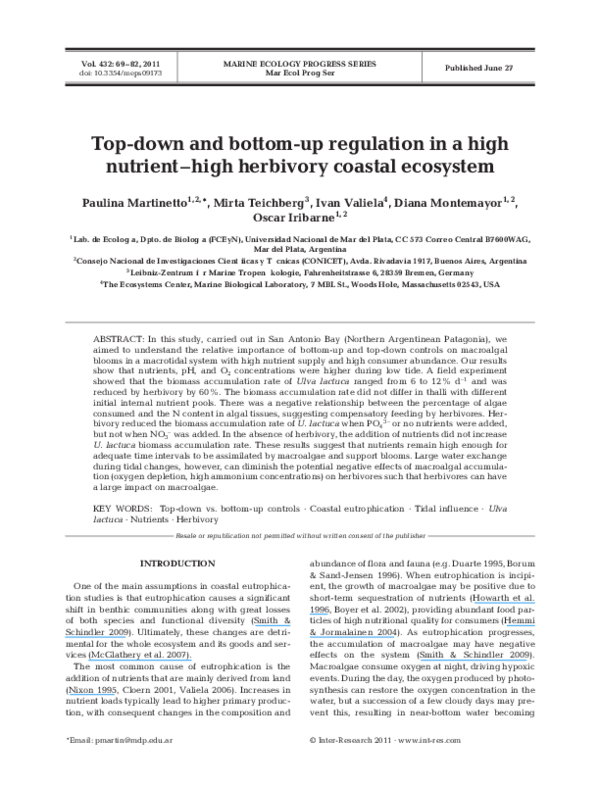 (PDF) Top-down and bottom-up regulation in a high nutrient–high ...
