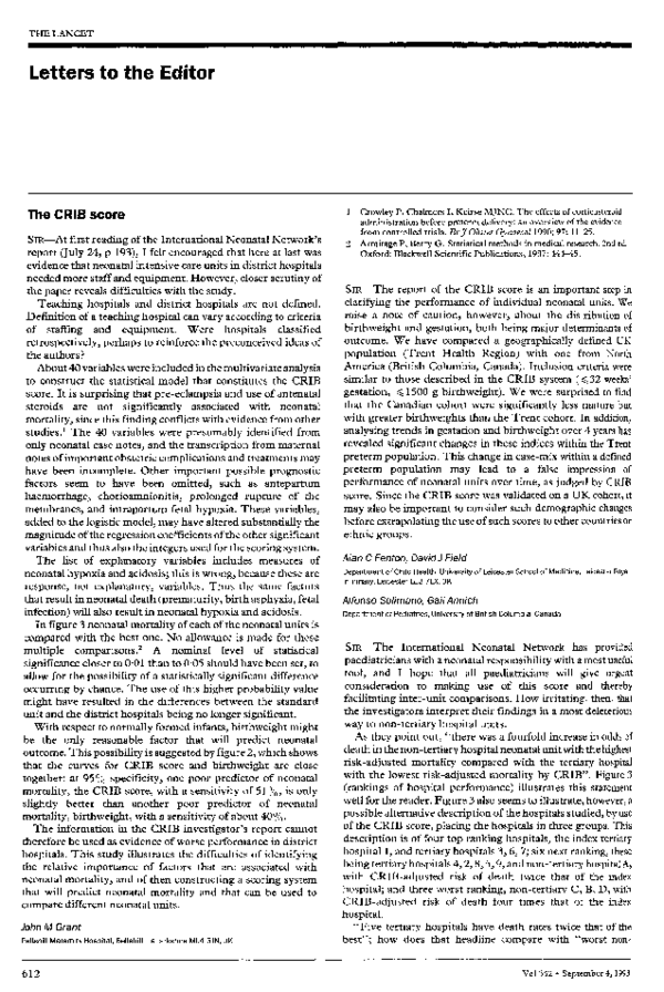 (PDF) The CRIB score