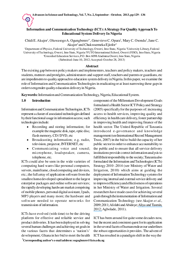 (PDF) Information and Communication Technology (ICT) Support Systems ...