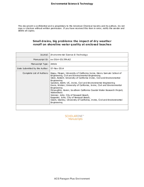 (PDF) Small Drains, Big Problems: The Impact of Dry Weather Runoff on ...