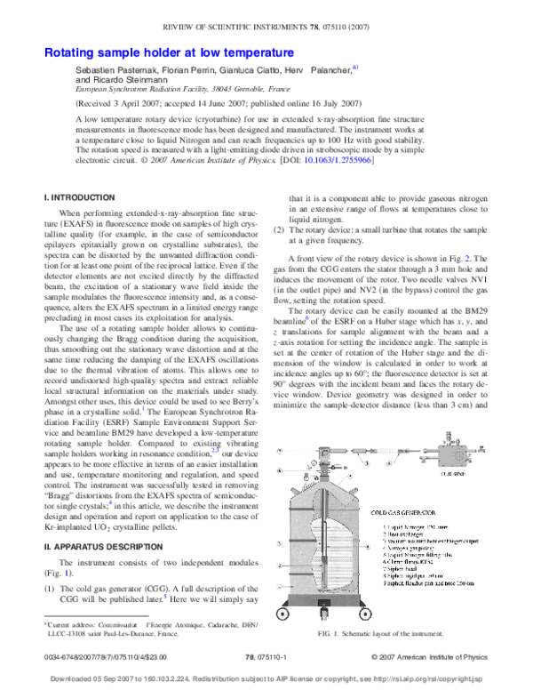 (PDF) Rotating sample holder at low temperature