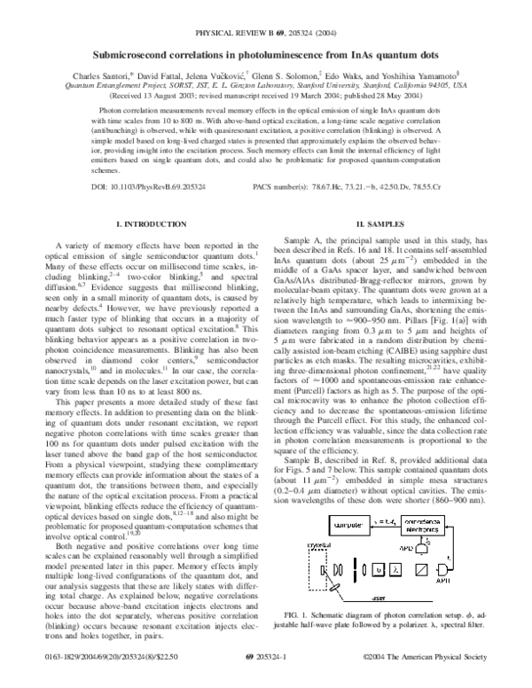 (PDF) Submicrosecond correlations in photoluminescence from InAs ...