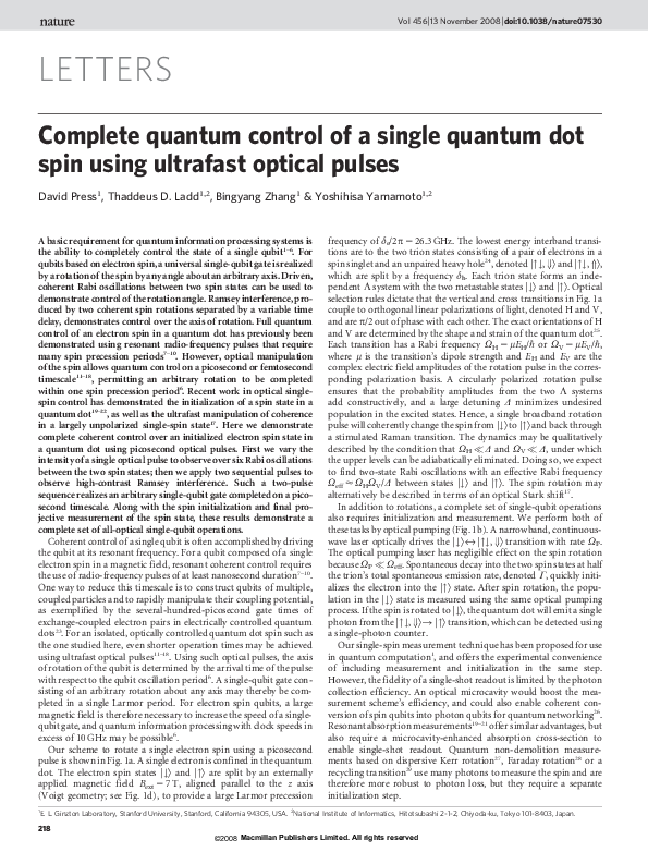 (PDF) Complete quantum control of a single quantum dot spin using ...