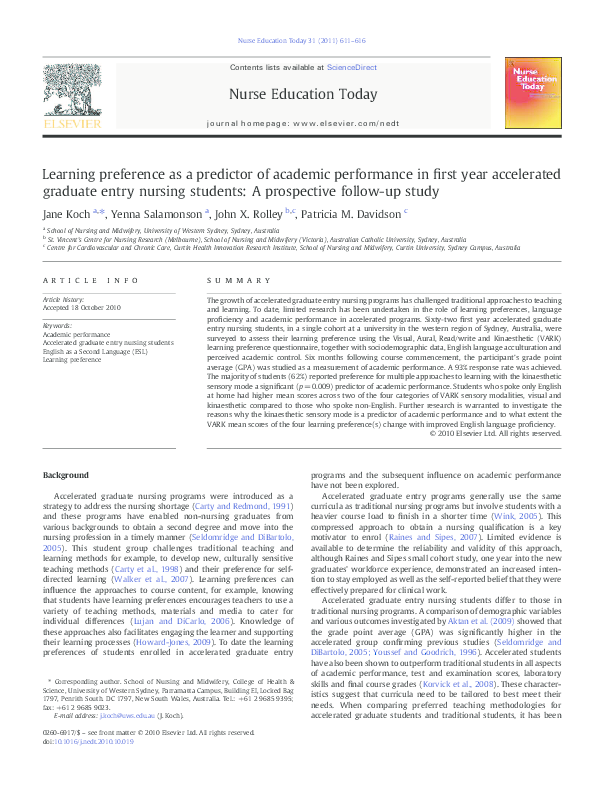 (PDF) Learning preference as a predictor of academic performance in ...