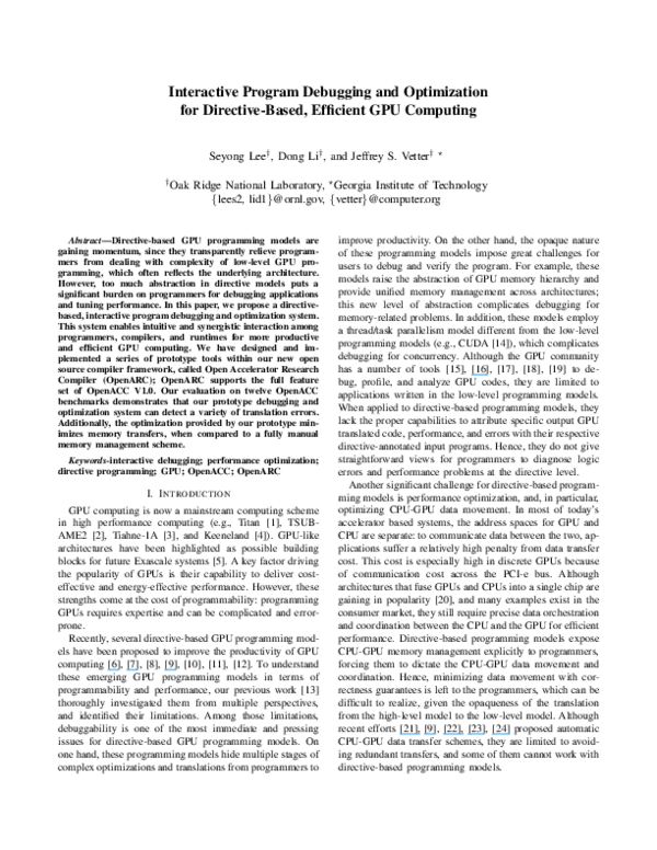 Pdf Interactive Program Debugging And Optimization For Directive 8693