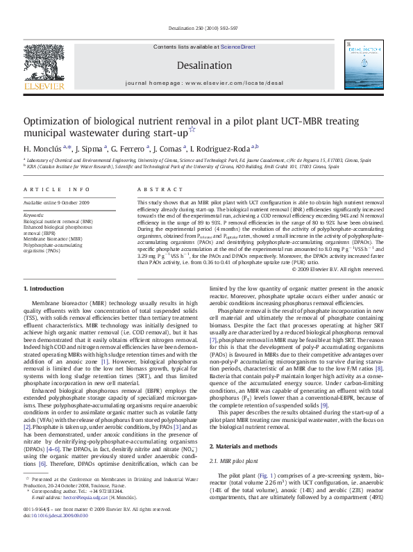 (PDF) Optimization of biological nutrient removal in a pilot plant UCT ...