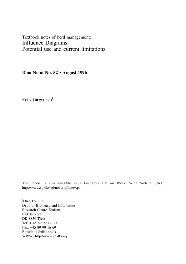 (PDF) Influence Diagrams: Potential use and current limitations