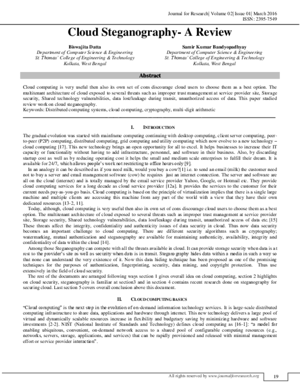 (PDF) A Review on Recent Steganography Techniques in Cloud Computing | Omar Alzakholi - Academia.edu