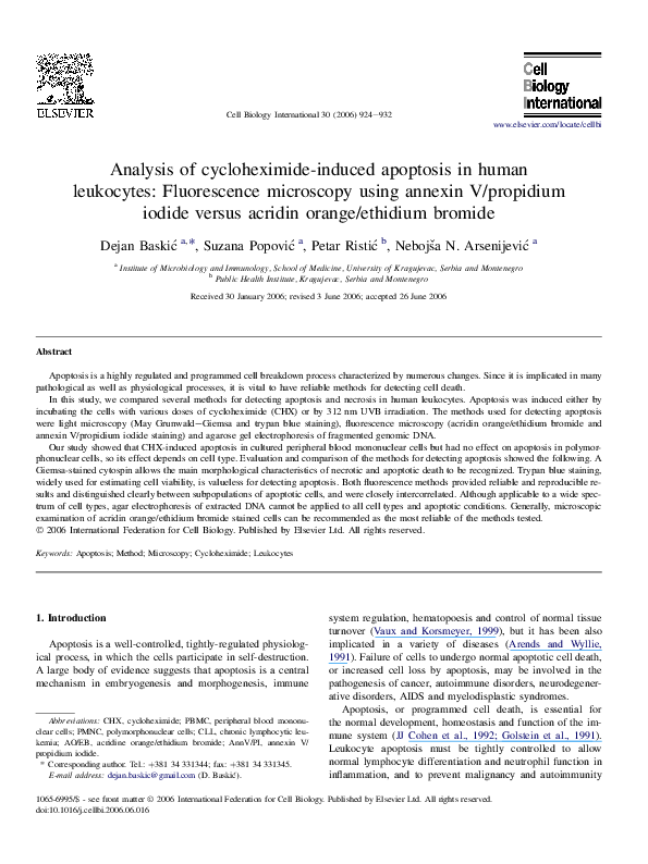 (PDF) Acridine Orange/Ethidium Bromide (AO/EB) Staining to Detect ...