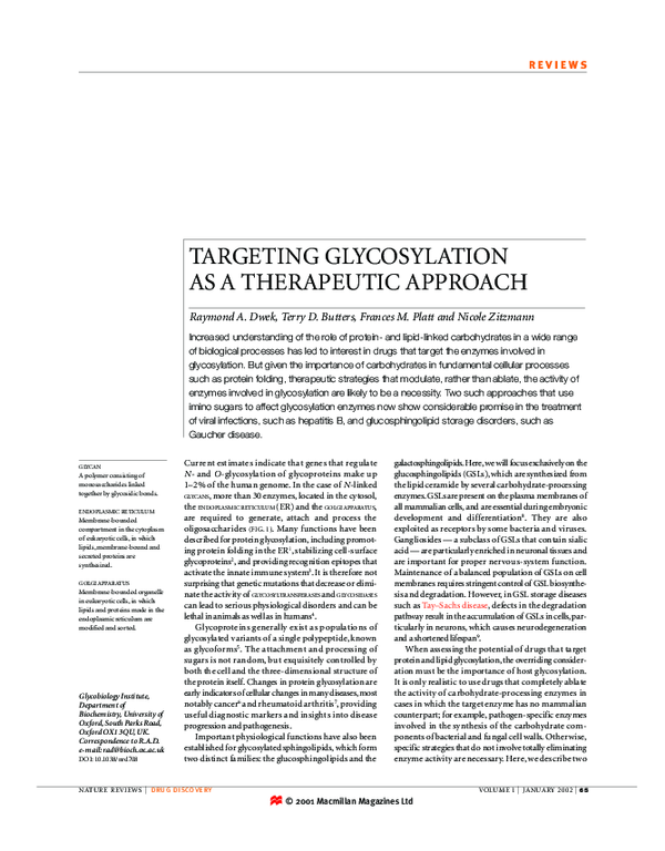 (PDF) Targeting Glycosylation as a Therapeutic Approach