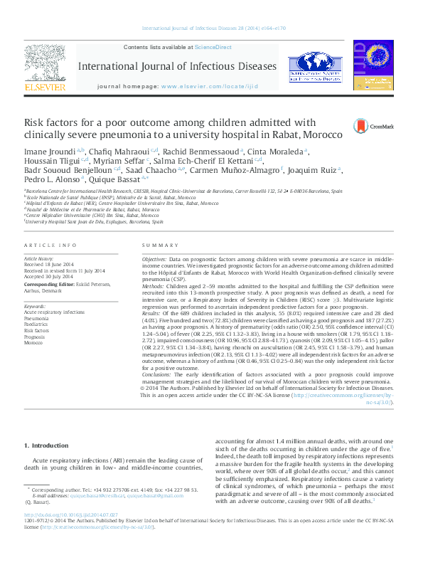 (PDF) Risk factors for a poor outcome among children admitted with ...
