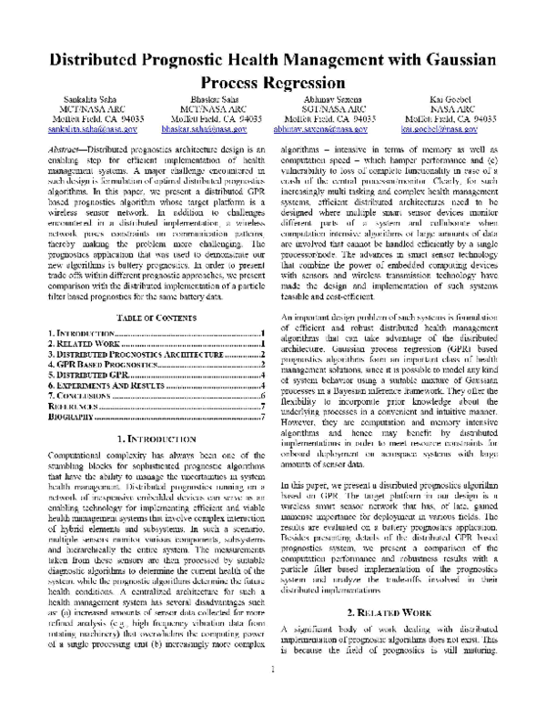Pdf Distributed Prognostic Health Management With Gaussian Process Regression