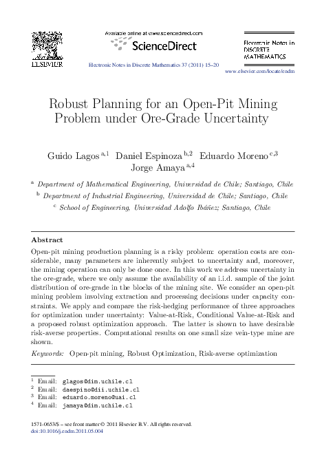 (PDF) Robust Planning for an Open-Pit Mining Problem under Ore-Grade ...
