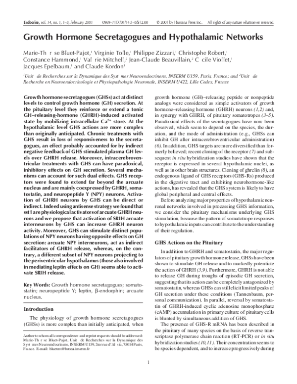 (PDF) Growth Hormone Secretagogues and Hypothalamic Networks