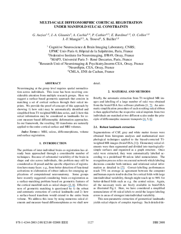 (PDF) Multi-scale diffeomorphic cortical registration under manifold sulcal constraints