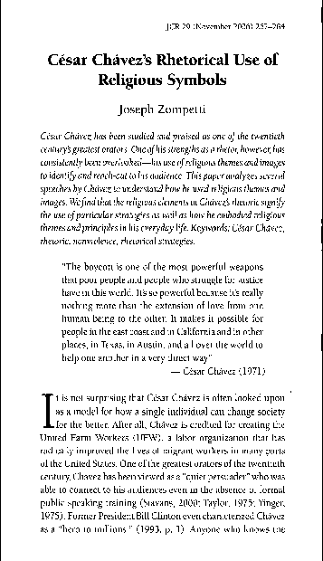 (PDF) César Chávez's rhetorical use of religious symbols