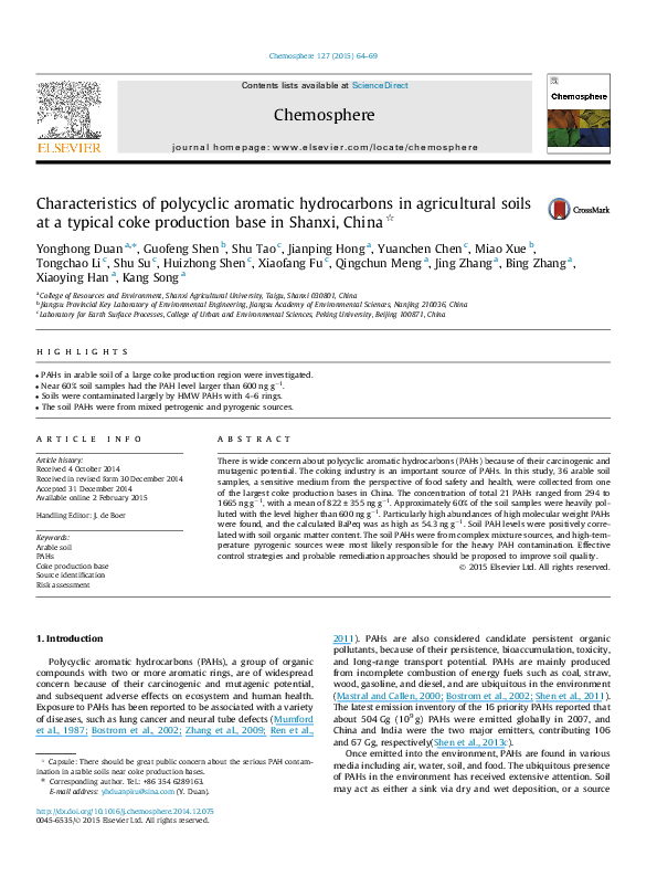 (PDF) Characteristics of polycyclic aromatic hydrocarbons in agricultural soils at a typical ...