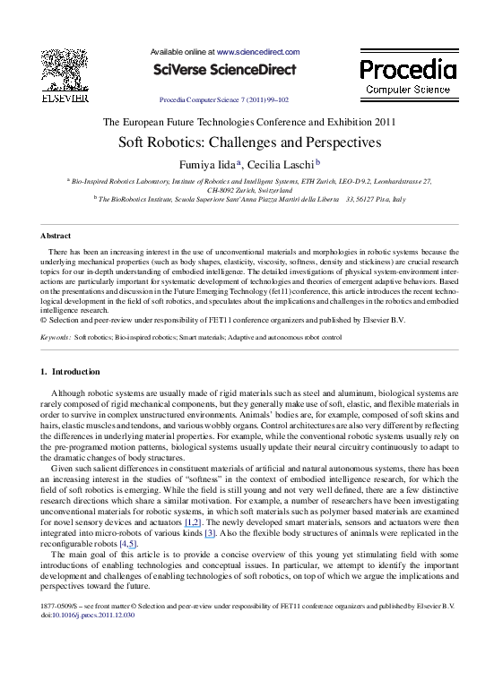 (PDF) Soft Robotics: Challenges and Perspectives