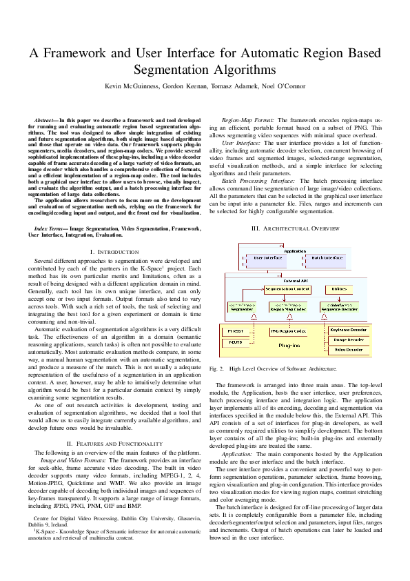 Pdf A Framework And User Interface For Automatic Region Based Segmentation Algorithms
