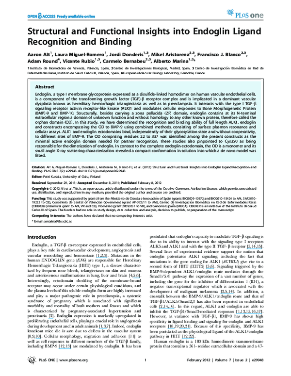 (PDF) Structural and Functional Insights into Endoglin Ligand ...