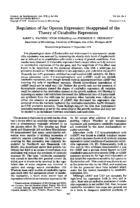 (PDF) Regulation of lac operon expression: reappraisal of the theory of ...
