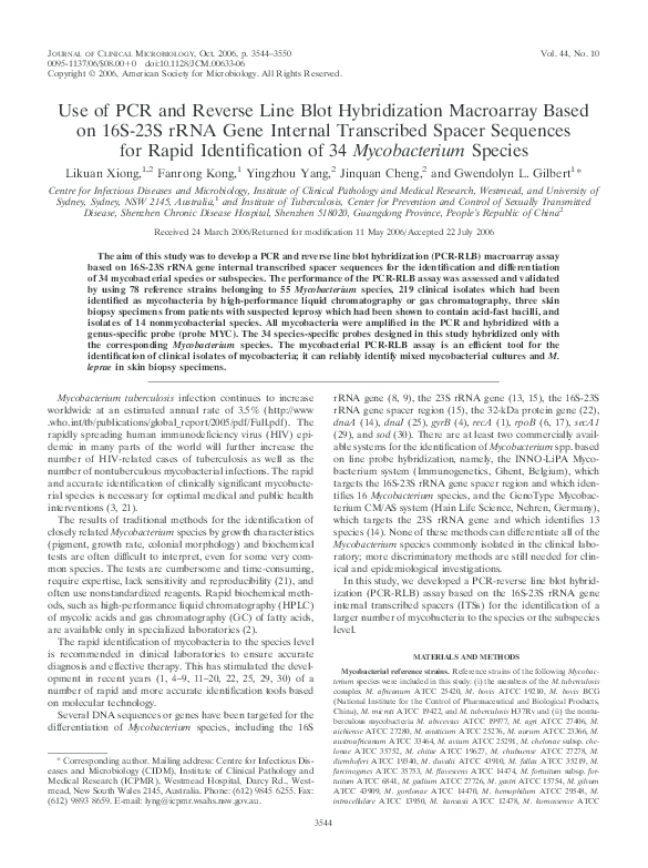 (PDF) Use of PCR and Reverse Line Blot Hybridization Macroarray Based ...