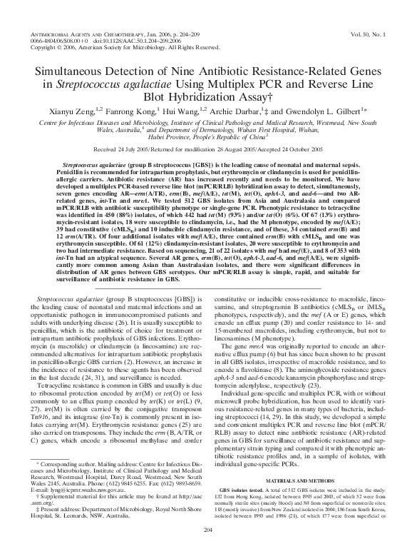 (PDF) Simultaneous Detection of Nine Antibiotic Resistance-Related Genes in Streptococcus ...